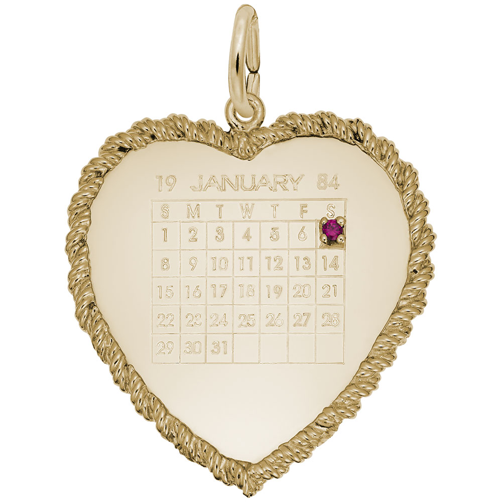 Precious Charms: Classic Twisted Rope Heart Calendar Charm
